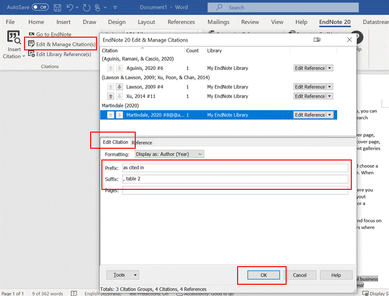 Edit Citations In Word EndNote 20 For Windows Subject And Research 