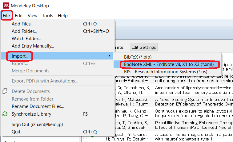 EndNoteからのデータ移行 - Mendeley使い方ガイド - Research NAVI at Keio University ...