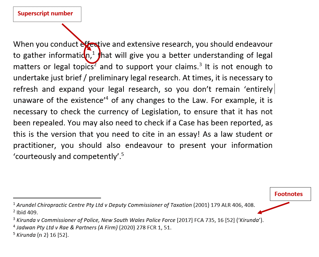 Footnotes Referencing Style AGLC4 Library Guides At University Of 