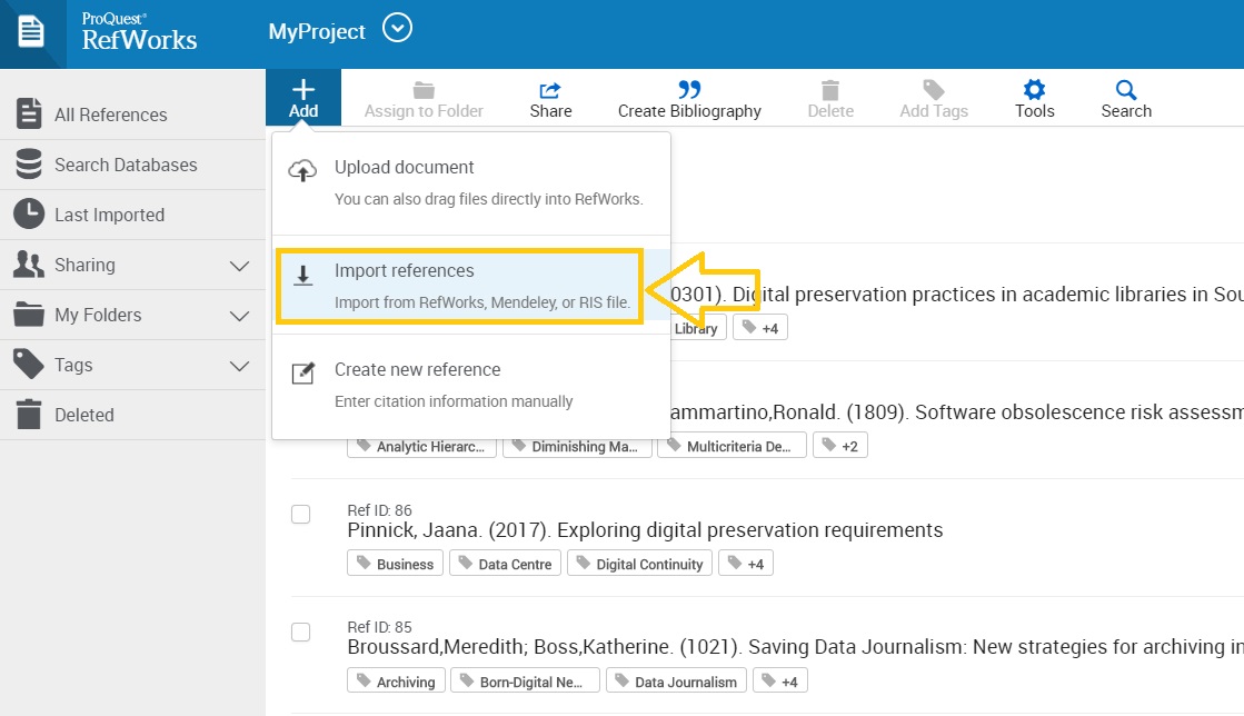 Step 2: Importing References to RefWorks - RefWorks (Citation ...