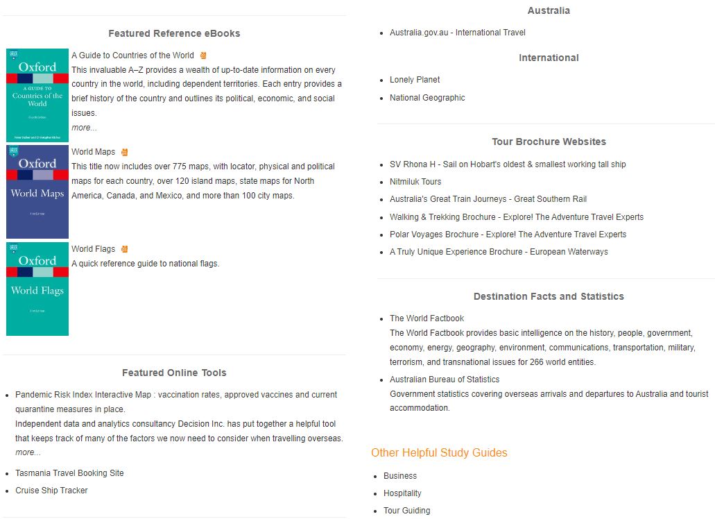 Tourism & Travel Blog - Tourism and Travel - Library at TasTAFE