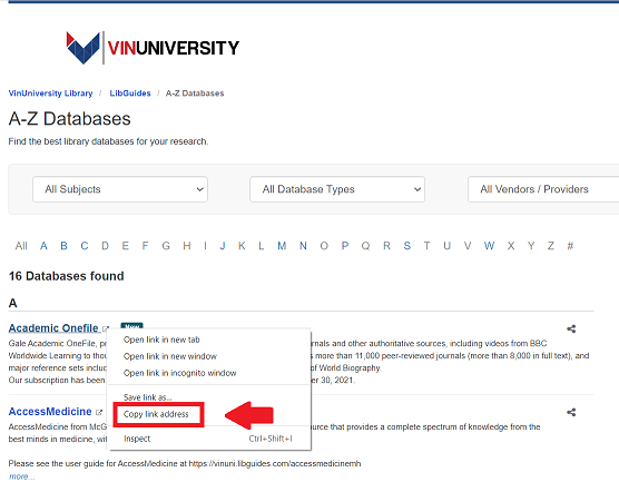 Link to Databases - Linking to Library Resources - LibGuides at Vin ...