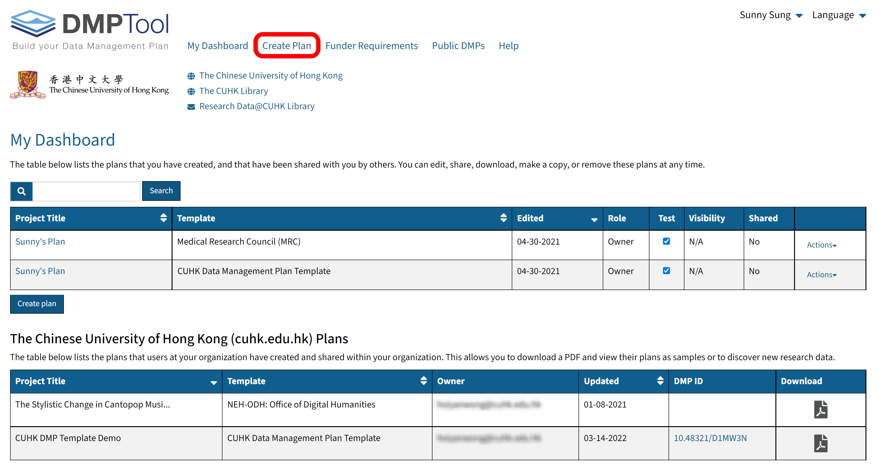 Create a DMP - Data Management Plan - LibGuides at The Chinese ...