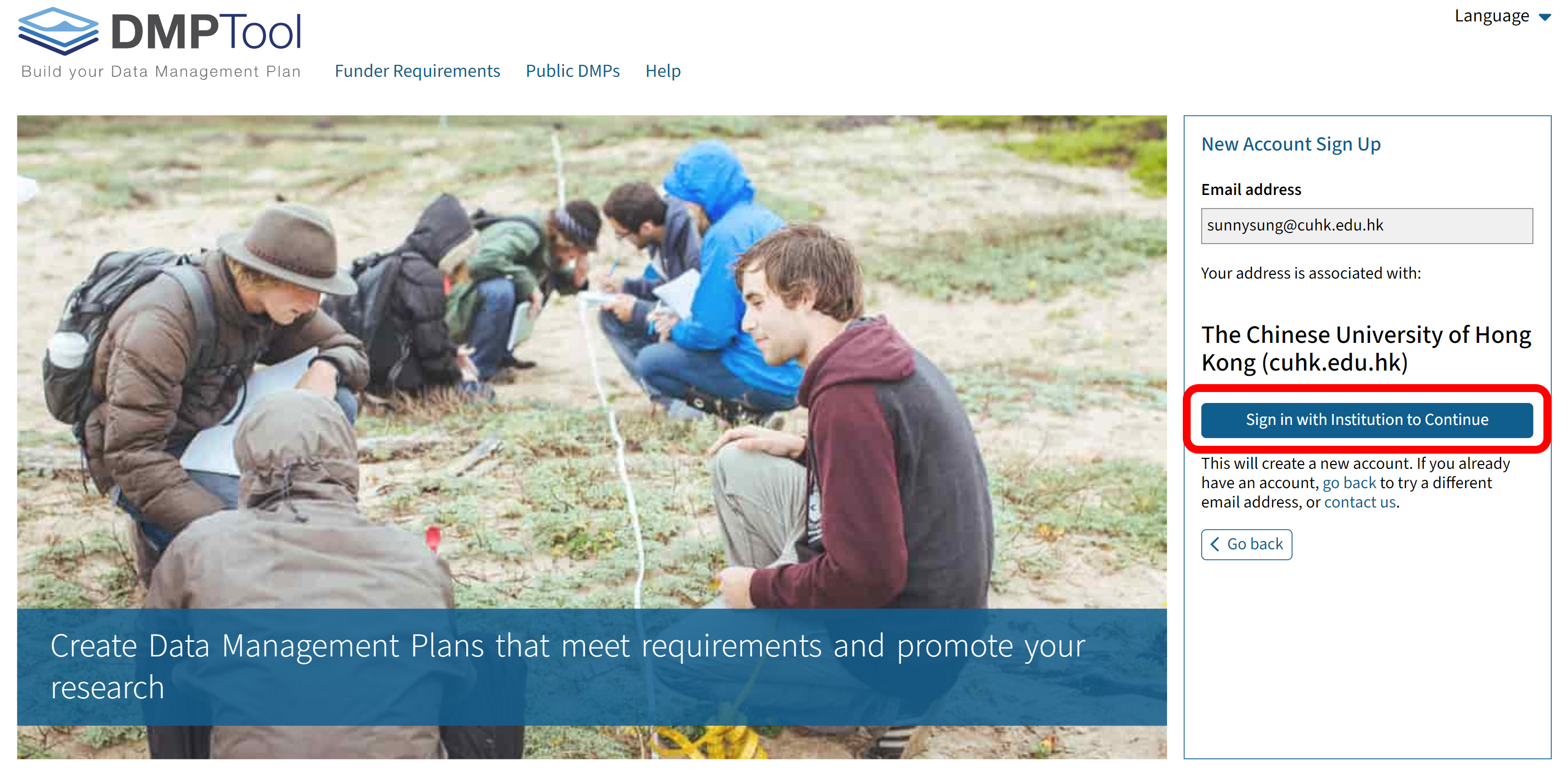Create a DMPTool Account - Data Management Plan - LibGuides at The ...