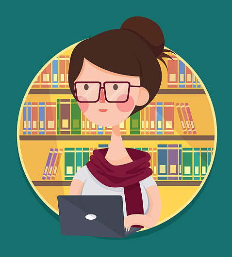 Students Studying In Library Clip Art