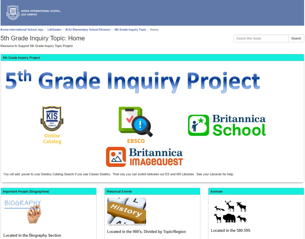 Inquiry Projects - 5th Grade - LibGuides at Korea International School ...