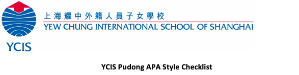 APA Style: YCIS Checklist - APA Style Referencing - LibGuides at Yew ...