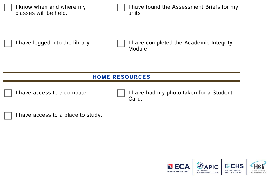 Get Started Checklist - Getting Organised - ECA Library & Learning ... Get Started Checklist - Getting Organised - ECA Library & Learning ...