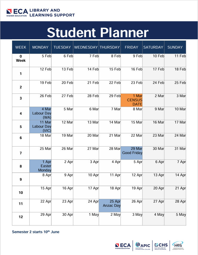 Trimester Planners - Getting Organised - ECA Library & Learning Support ... Trimester Planners - Getting Organised - ECA Library & Learning Support ...