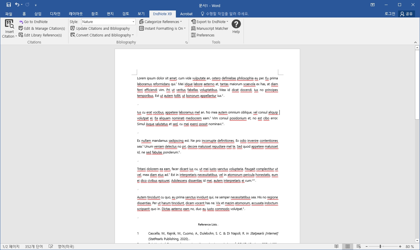 Endnote 프로그램 내 워드 인용 시 { ADDIN EN.CITE.. 와 같은 코드가 입력됩니다. - Ask a Librarian