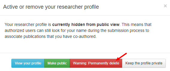 Delete a researcher profile - Holmesglen Institutional Repository Guide ...