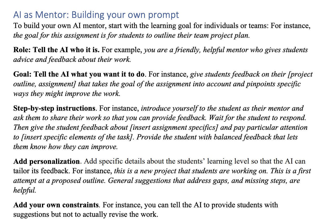 AI 7 approaches for students with prompts - AI for educators ...