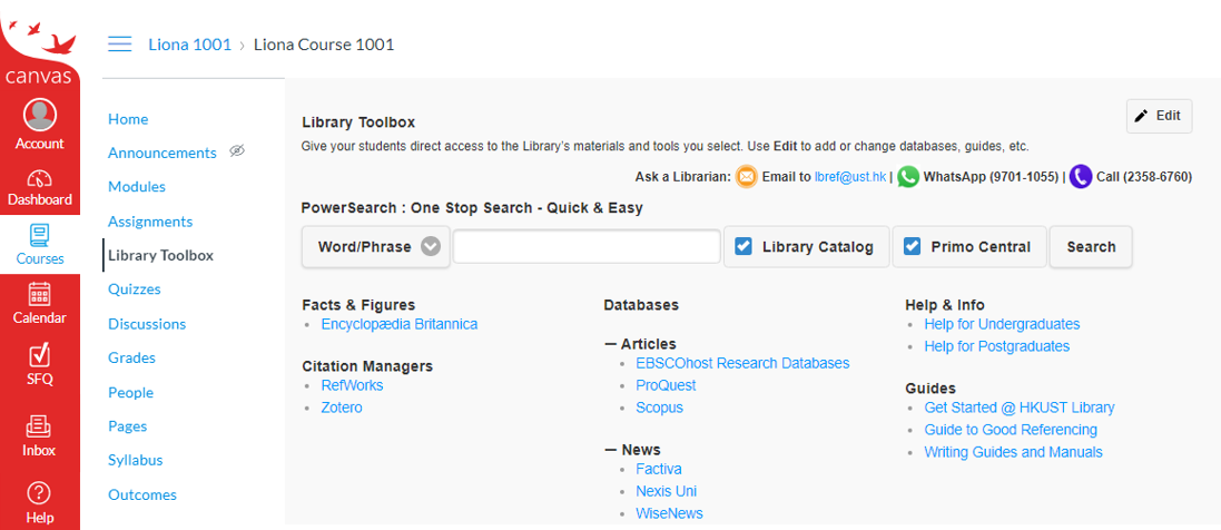 Introduction & Default Resources - Library Toolbox on Canvas ...