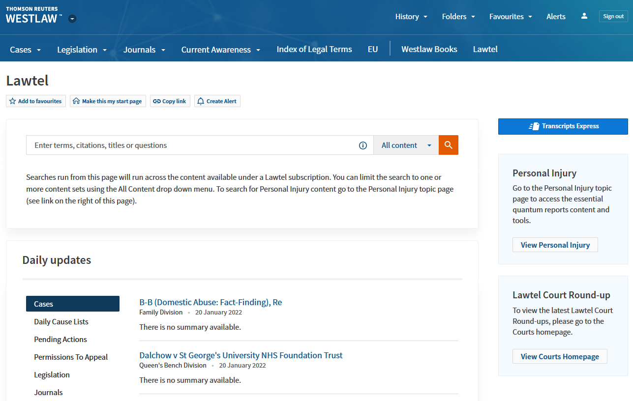 Lawtel - How to Set Up Current Awareness Services in Law Databases ...