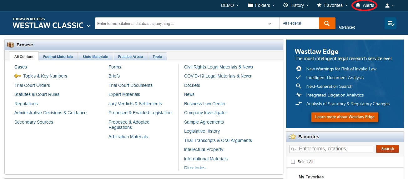 Westlaw Classic - How to Set Up Current Awareness Services in Law ...