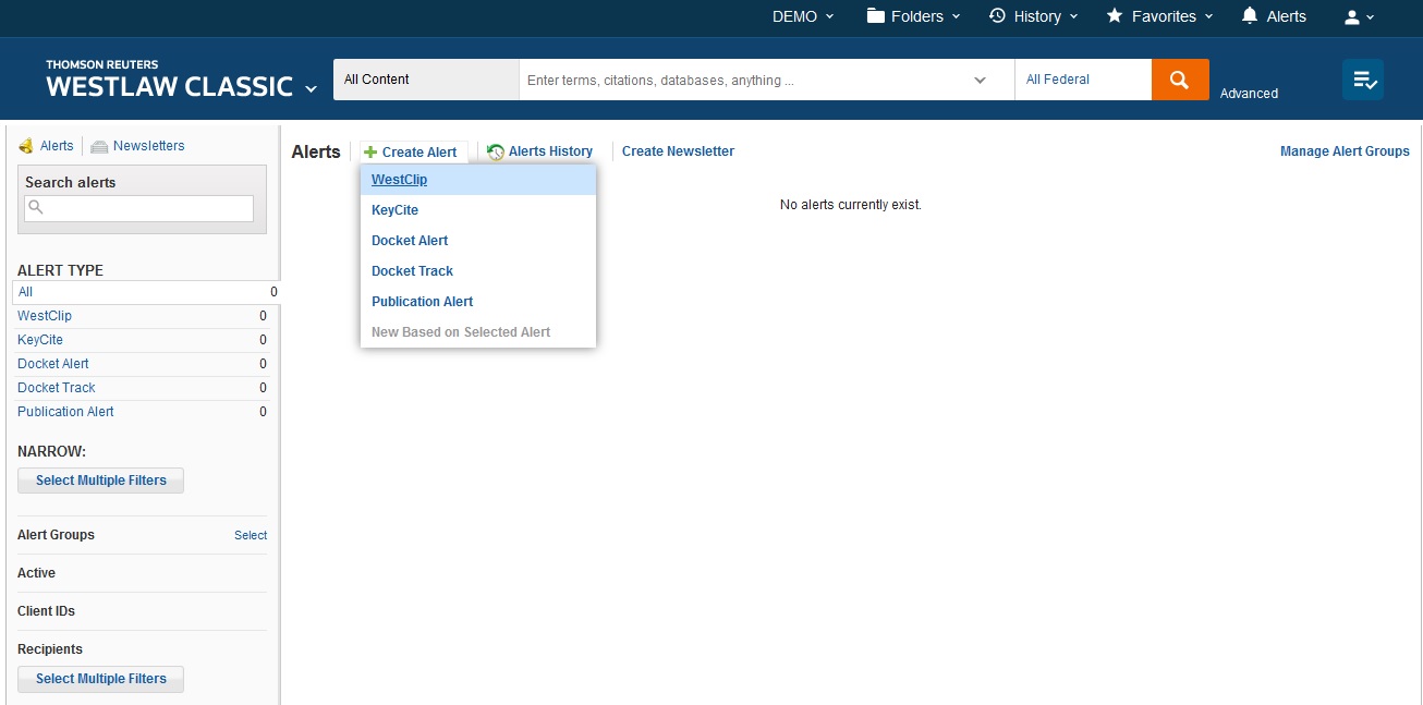 Westlaw Classic - How to Set Up Current Awareness Services in Law ...