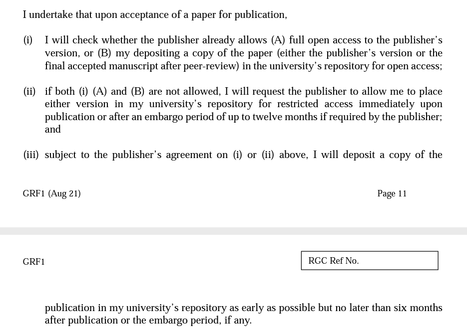 RGC requirements - Open Access - Research Guides at City University of ...