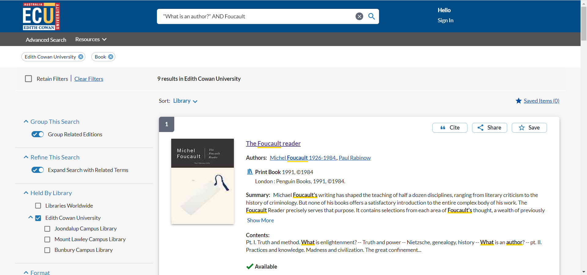 Basic search - Information Essentials - LibGuides at Edith Cowan University