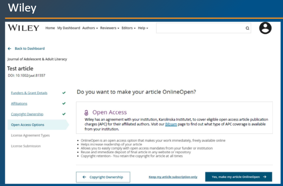 Wiley - Open Access Publishing - eLibrary at Research Information ...