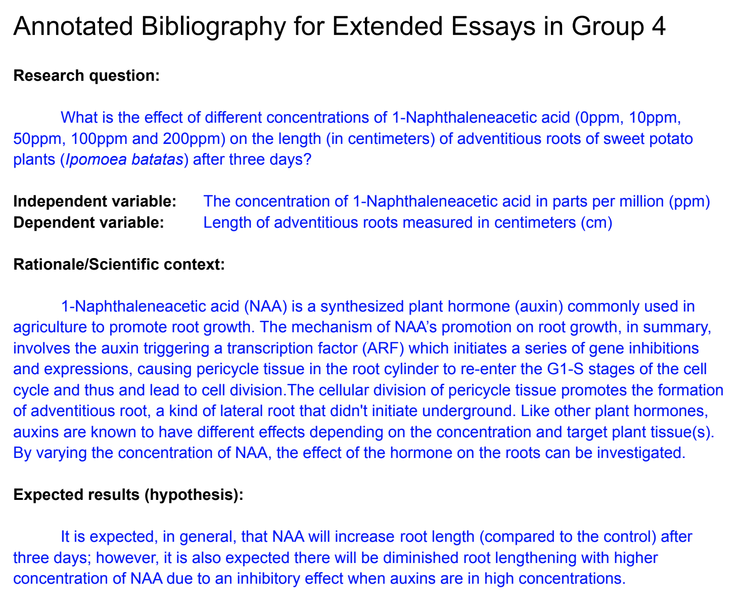 Annotated Bibliography Extended Essay HS Library At International