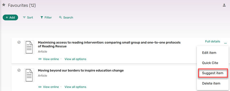 Adding items to a list - Resource list – guide for educators - Library Research Guides at Bond ...